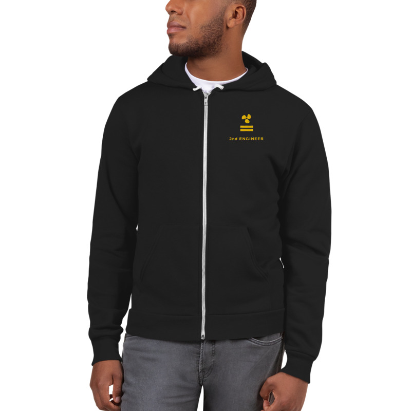 Hoodie with Embroidered 2nd Engineer rank gold two bar and Propeller on ...